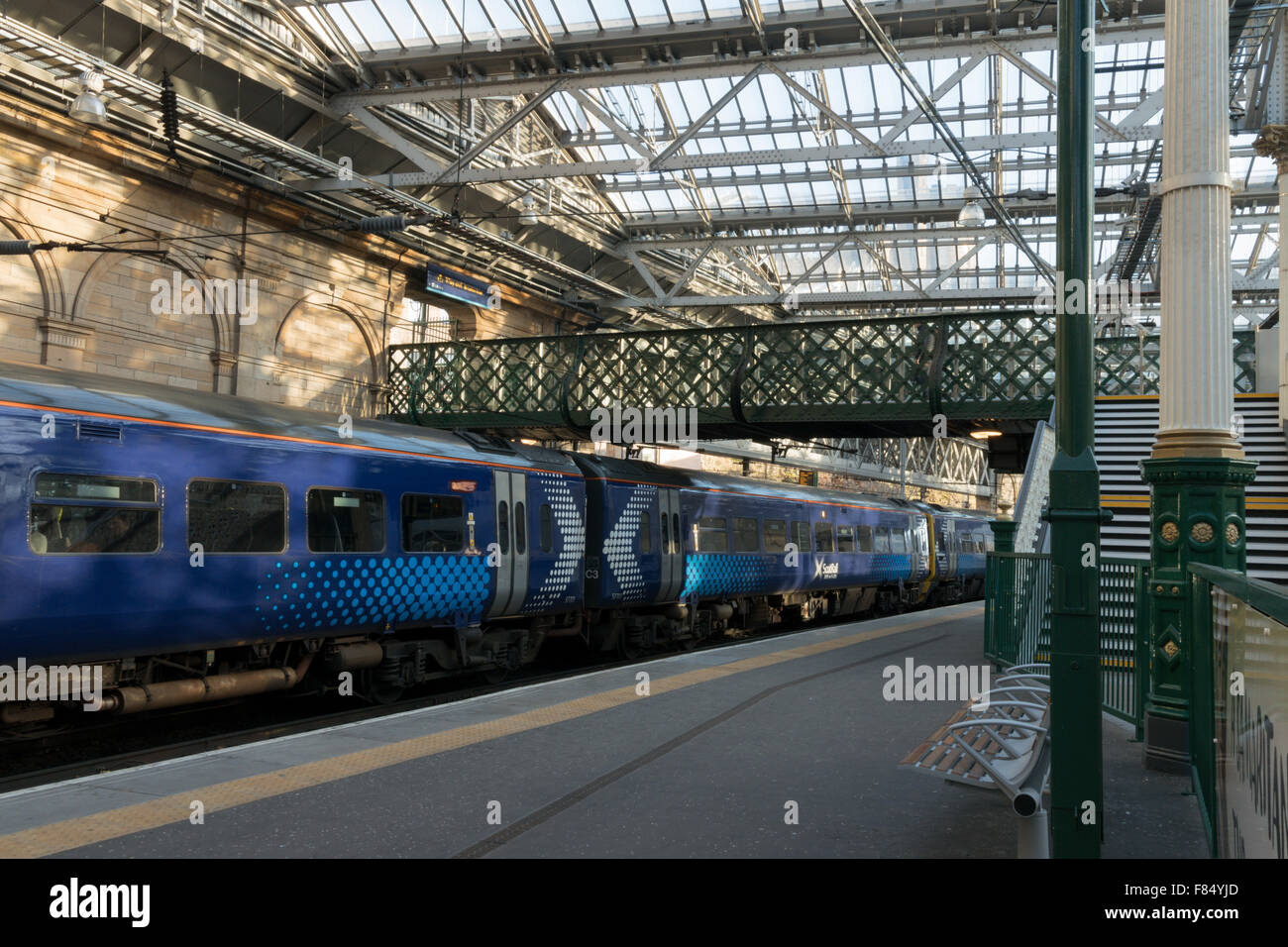 Waverley Station Edinburgh showing the reopened Waverley Line platform ...