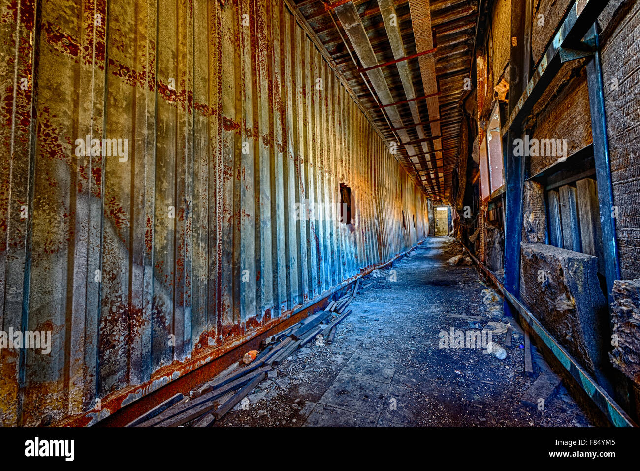 Old abandoned ruin factory damage building inside Stock Photo - Alamy