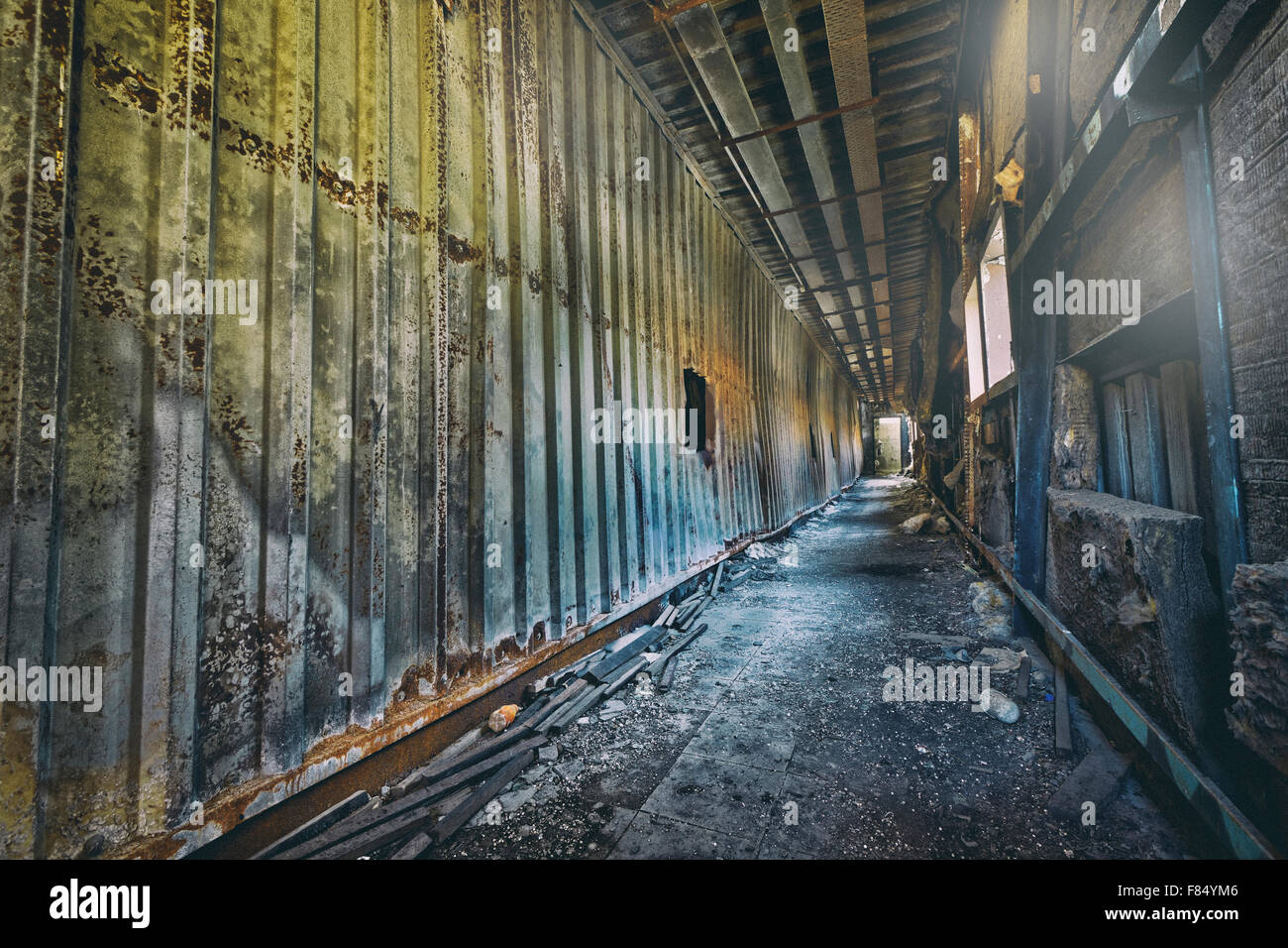 Old abandoned ruin factory damage building inside Stock Photo - Alamy