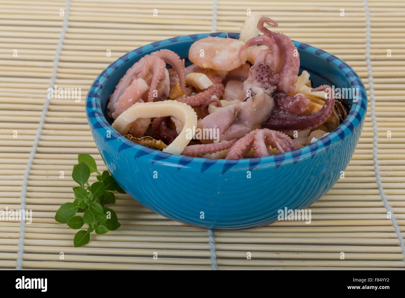 Seafood cocktail with octopus, shrimp, calamari and mussel Stock Photo ...