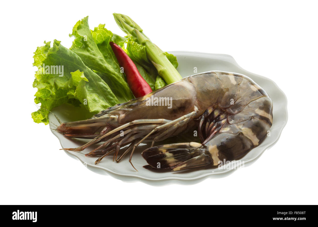 Raw Tiger prawn ready for cooking Stock Photo - Alamy