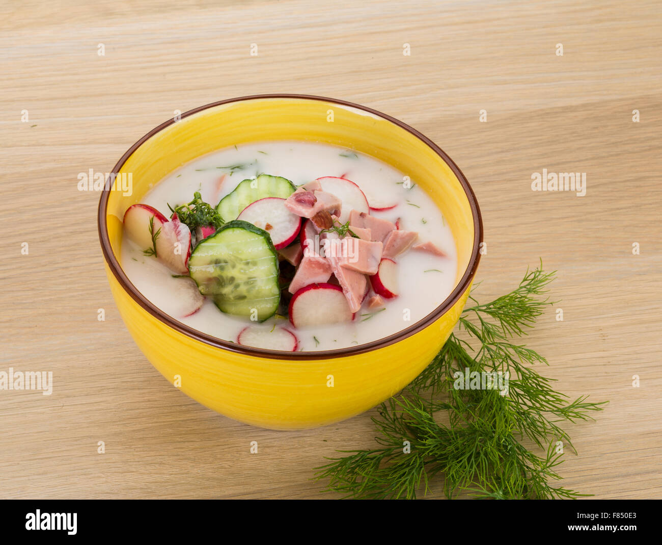 Traditional Russian cold soup - Okroshka Stock Photo - Alamy