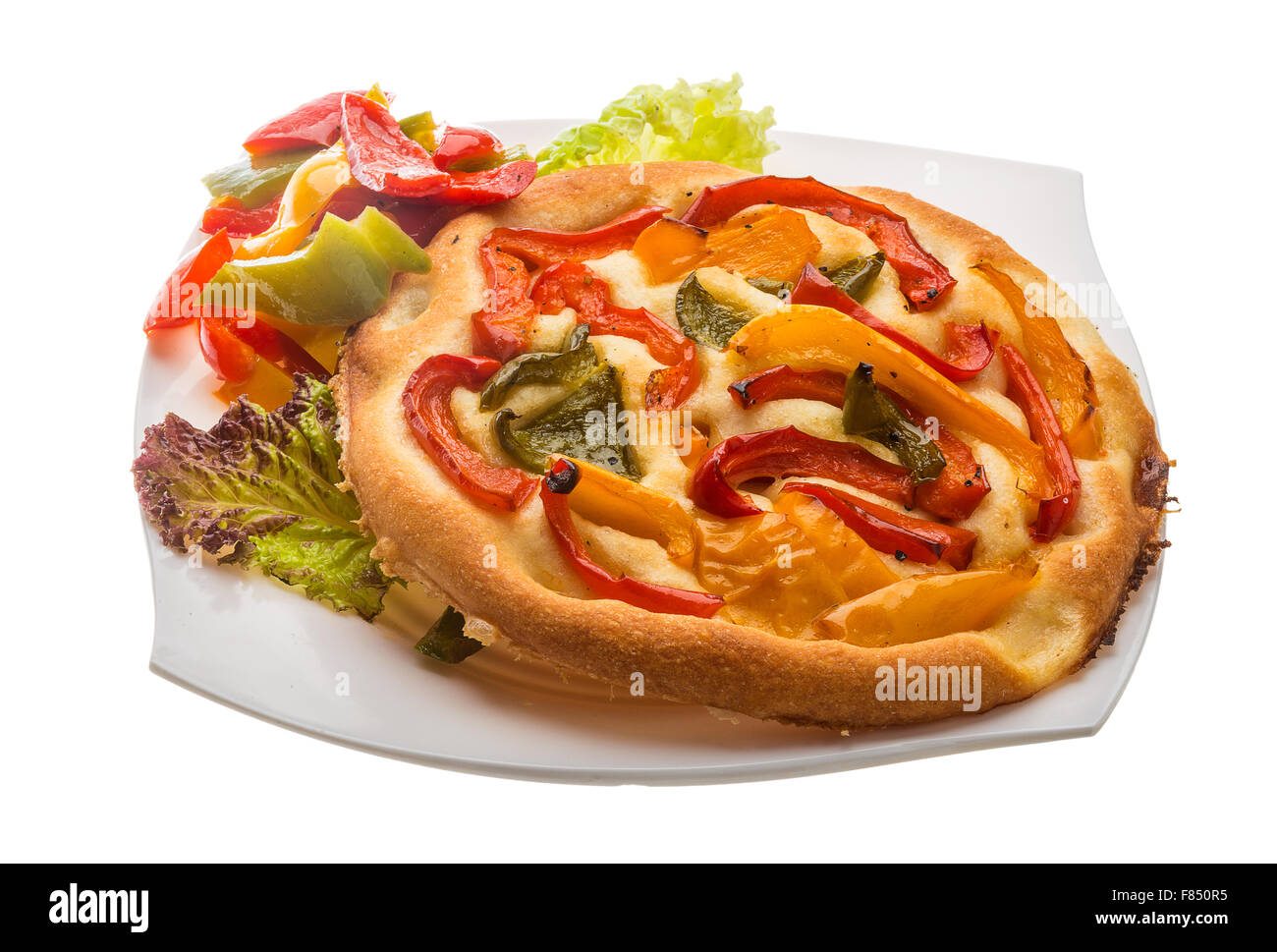Round Pizza with bulgarian pepper Stock Photo - Alamy