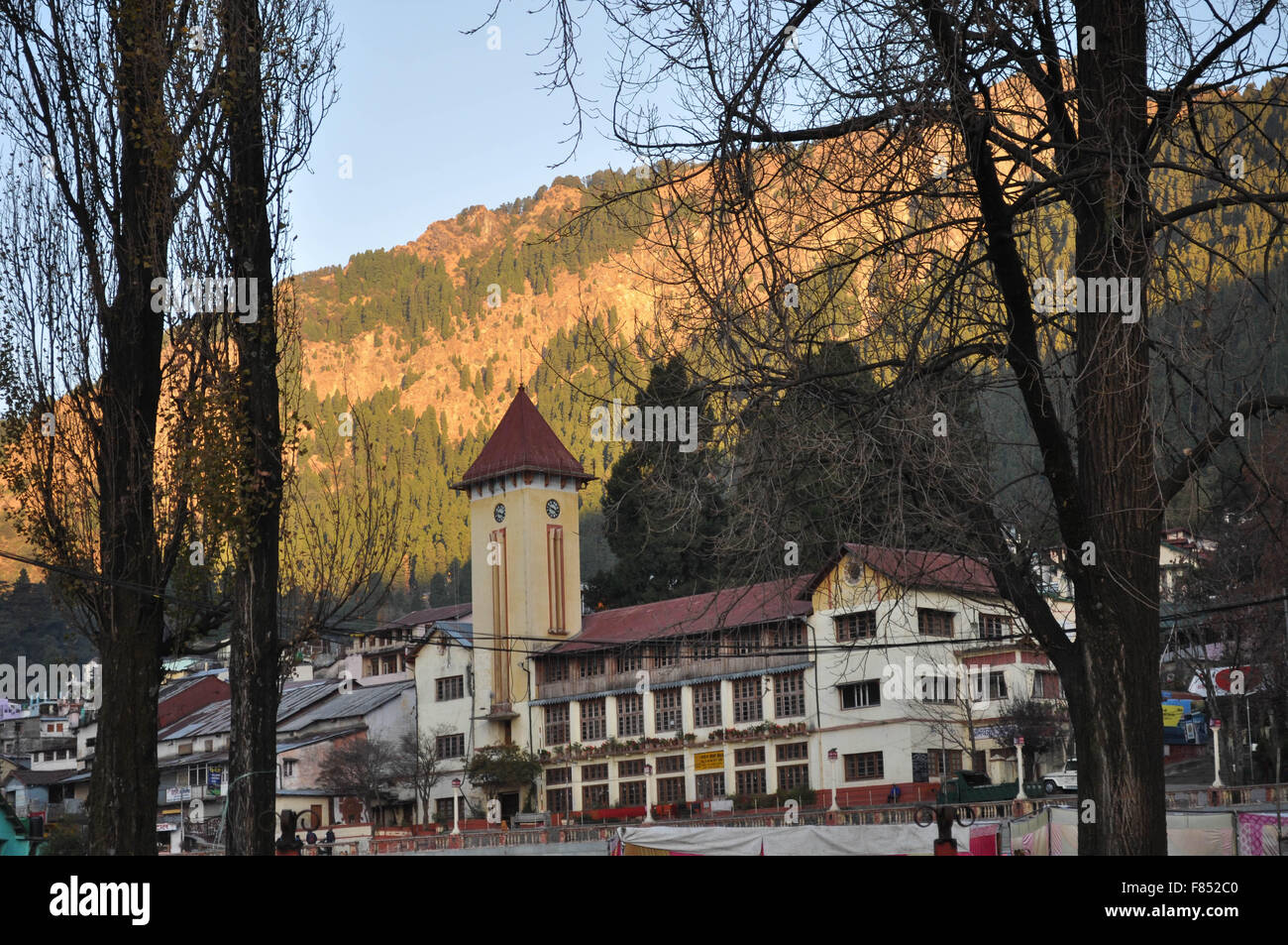 Naina or Chenna peak in background and Office building of the Nainital ...