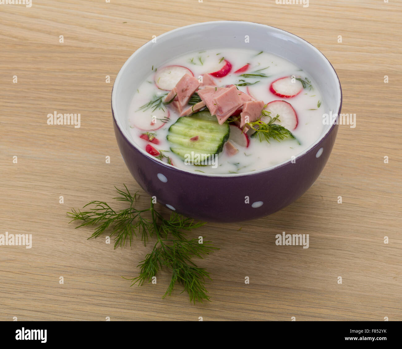 Traditional Russian cold soup - Okroshka Stock Photo - Alamy