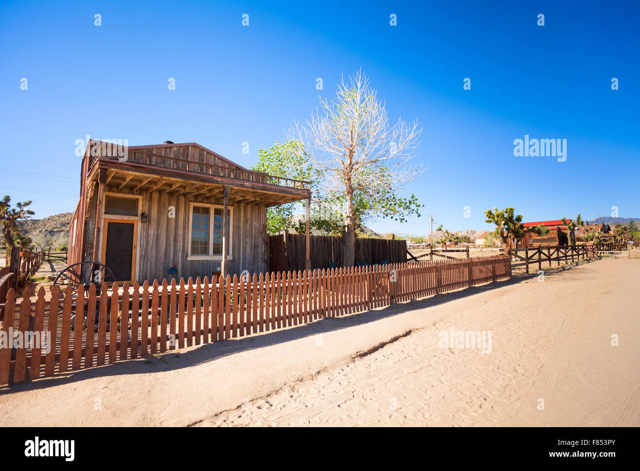 Pioneer town buildings on the unpaved street Stock Photo - Alamy