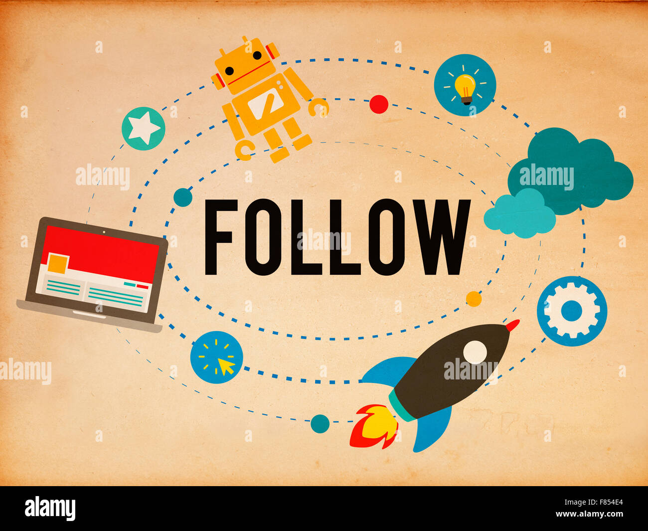 Follow Connecting Networking Sharing Social Media Concept Stock Photo ...