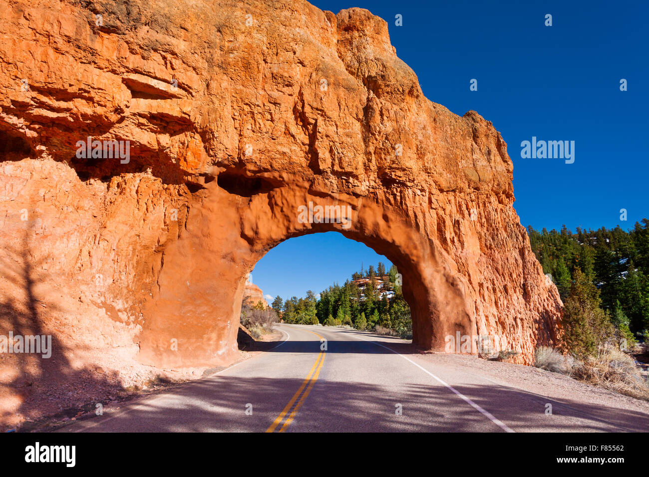 Red canyon road arch tunnel Utah, USA Stock Photo - Alamy