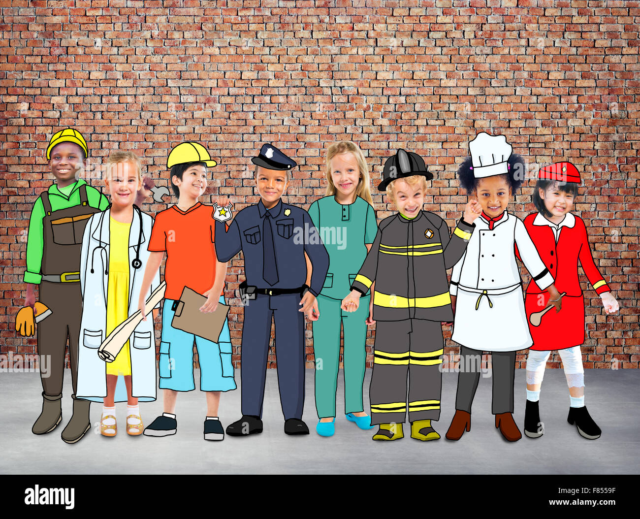 Children Kids Dream Jobs Diversity Occupations Concept Stock Photo - Alamy