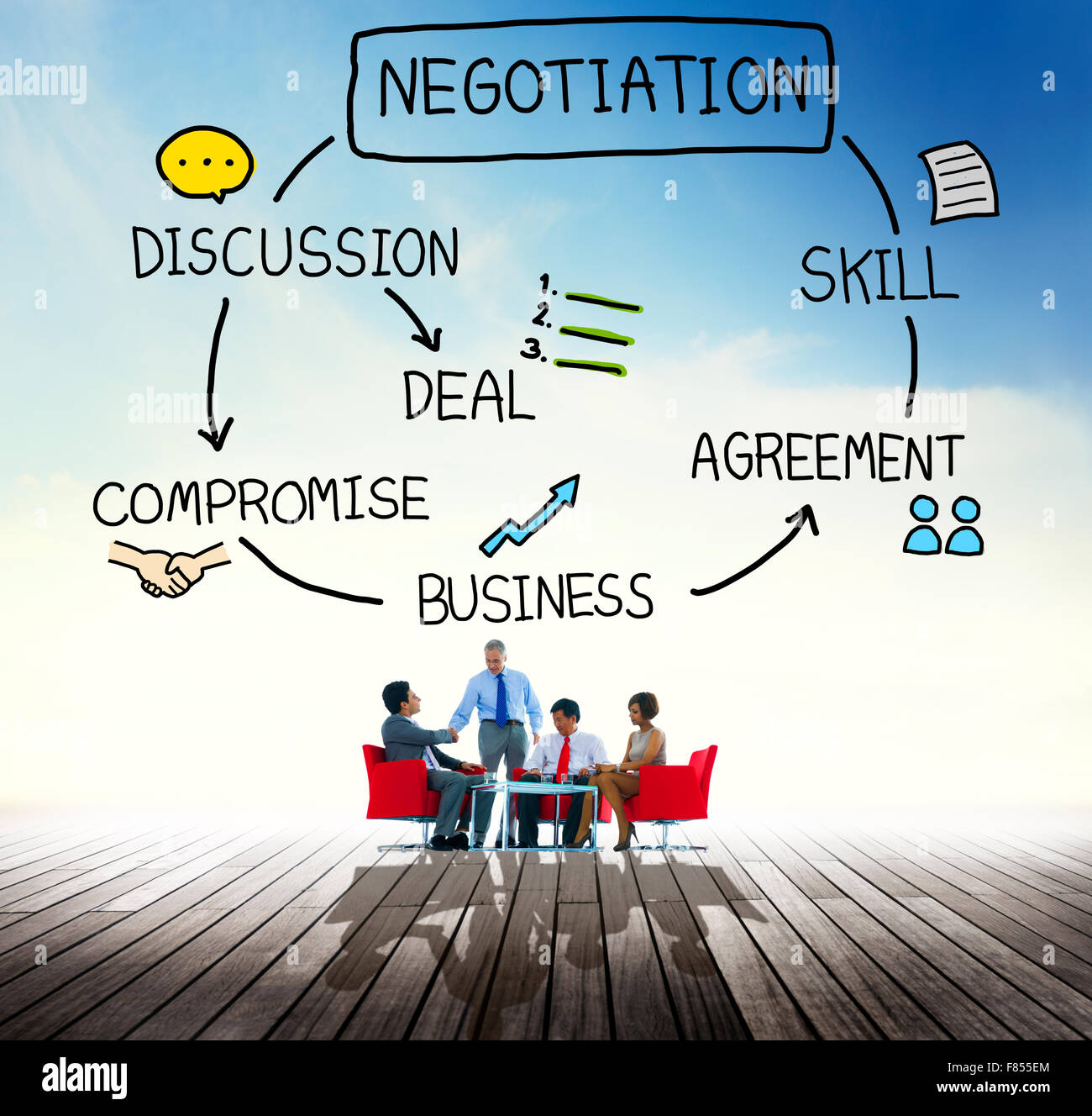Negotiation Cooperation Discussion Collaboration Contract Concept Stock ...