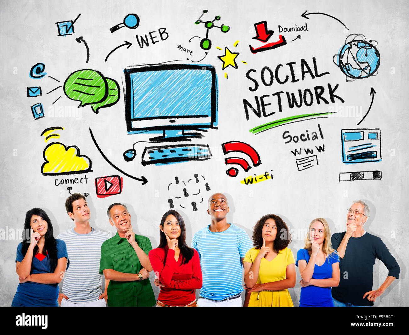 Social Network Social Media Diversity People Thinking Concept Stock ...
