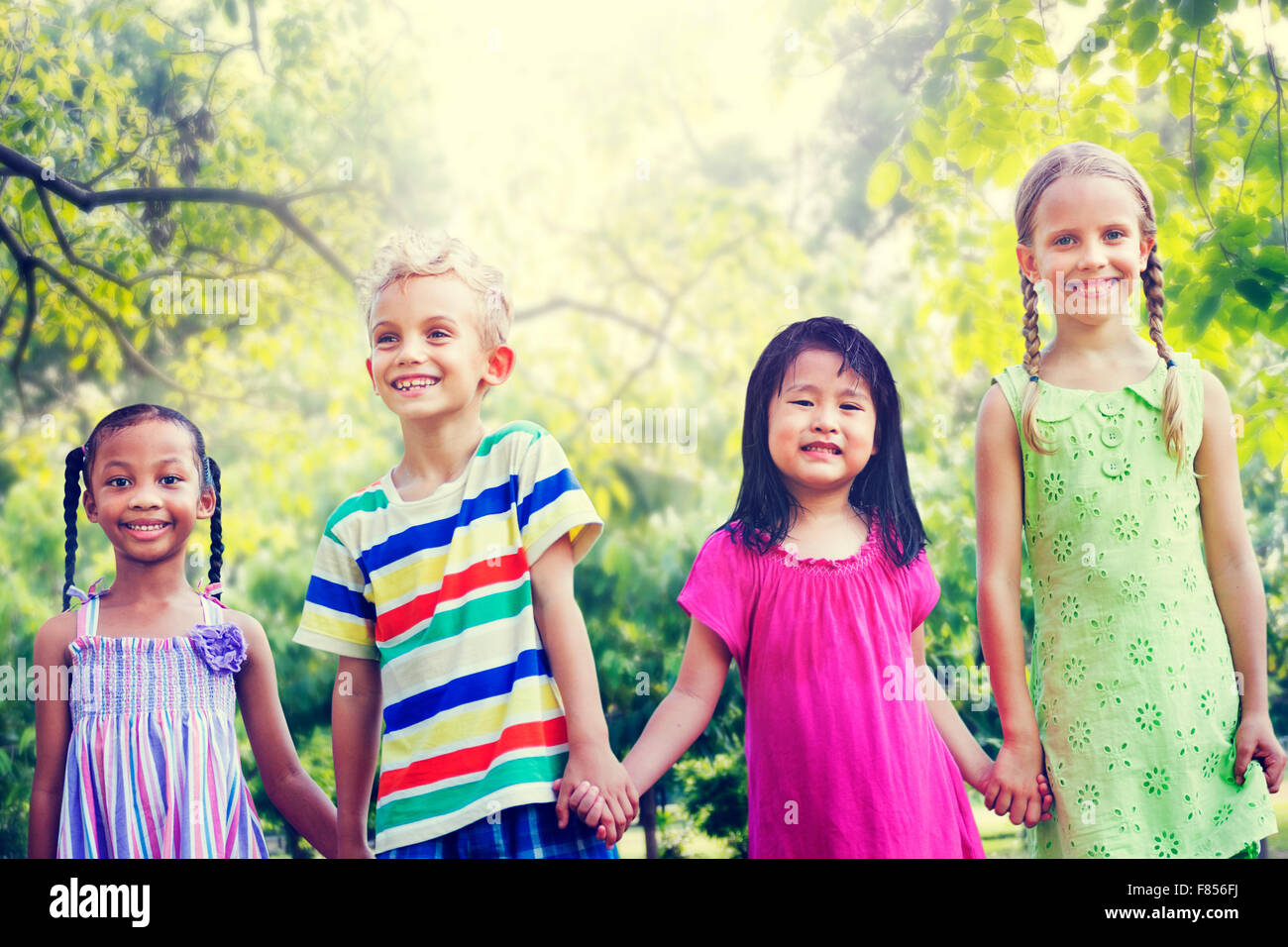 Diversity Friends Children Park Happiness Concept Stock Photo - Alamy