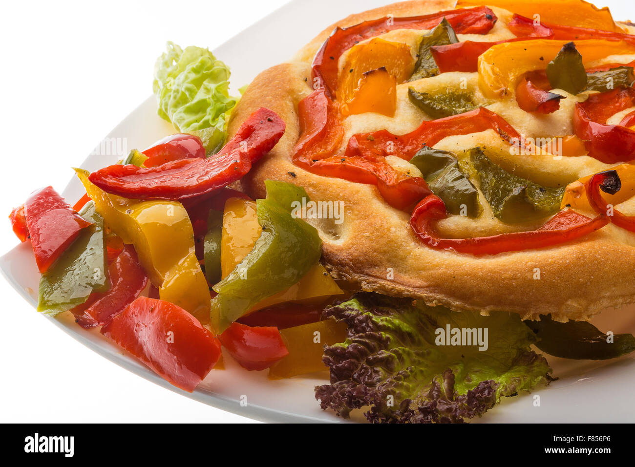 Round Pizza with bulgarian pepper Stock Photo - Alamy