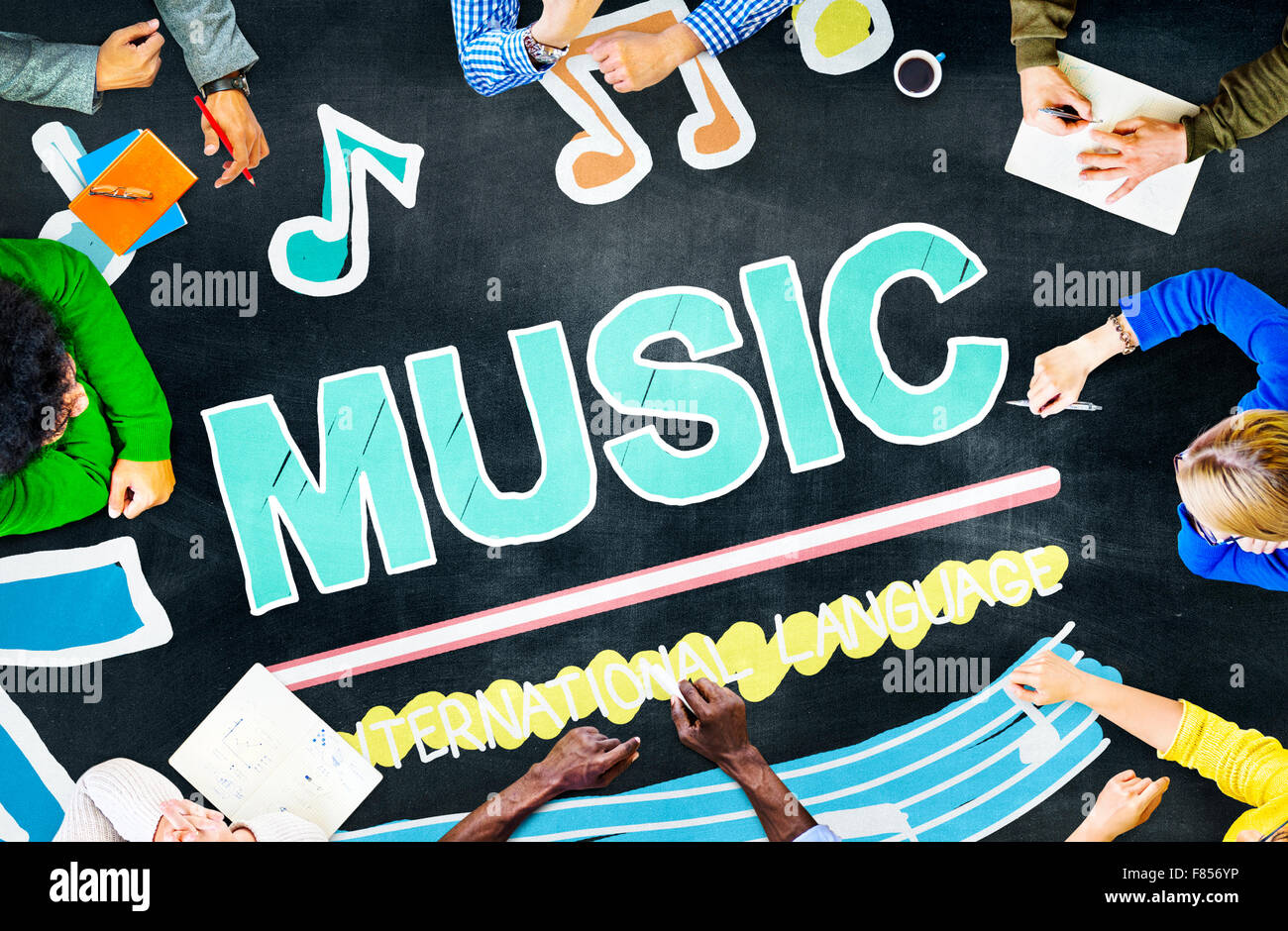 Musical notes blackboard hi-res stock photography and images - Alamy