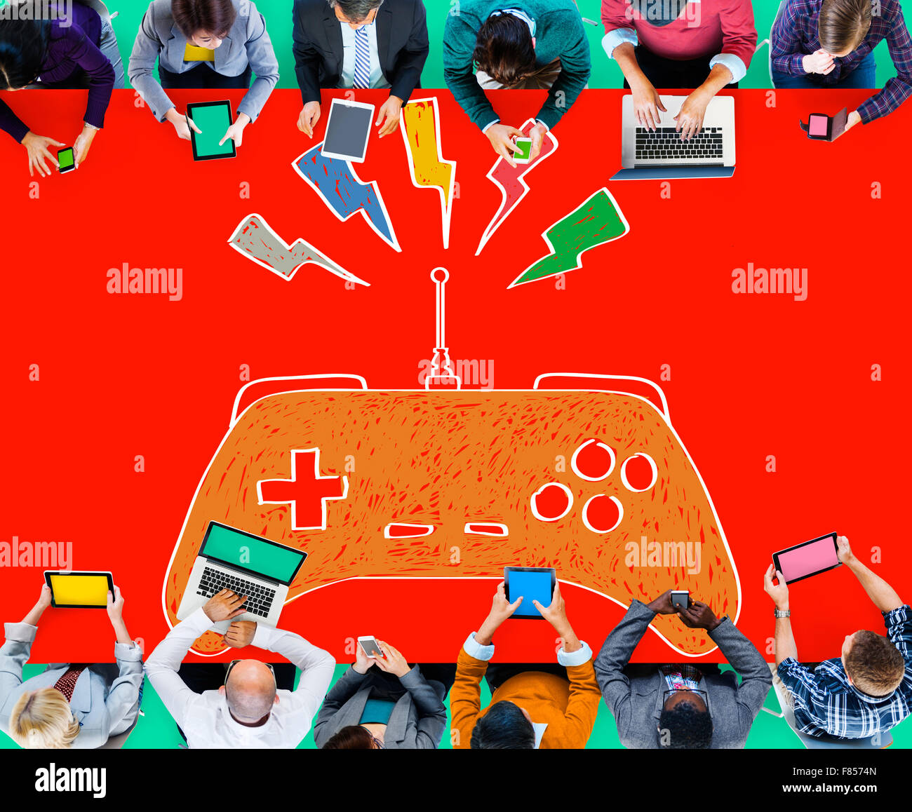 Console Connection Game Wifi Technology Joystick Concept Stock Photo ...