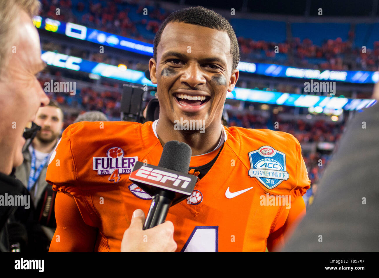 Clemson quarterback Deshaun Watson (4) during a post game interview ...