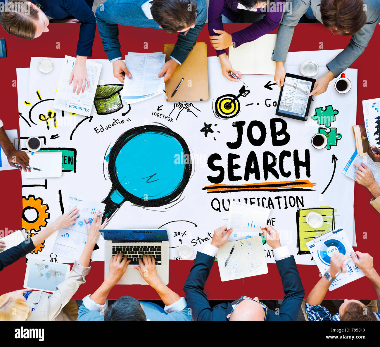 Job Search Qualification Resume Recruitment Hiring Application Concept ...