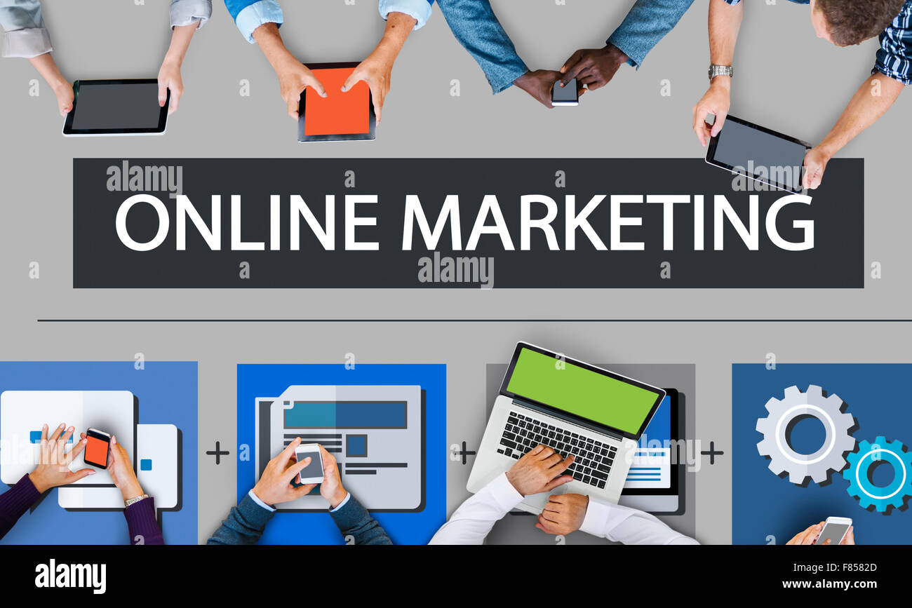 Online Marketing Strategy Branding Commerce Advertising Concept Stock ...