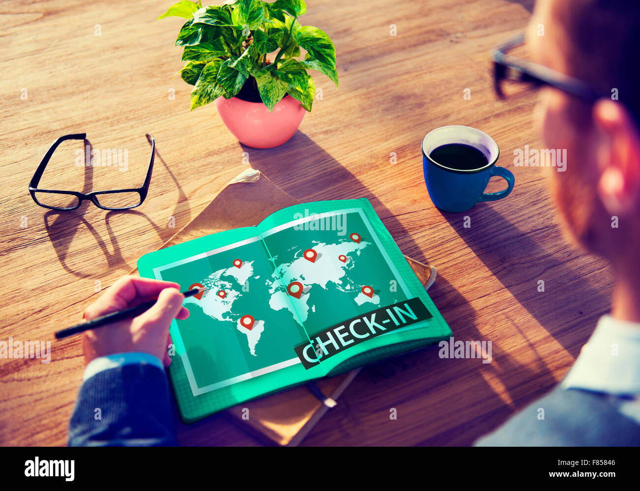 Check In Cartography Location Spot Travel World Global Concept Stock ...