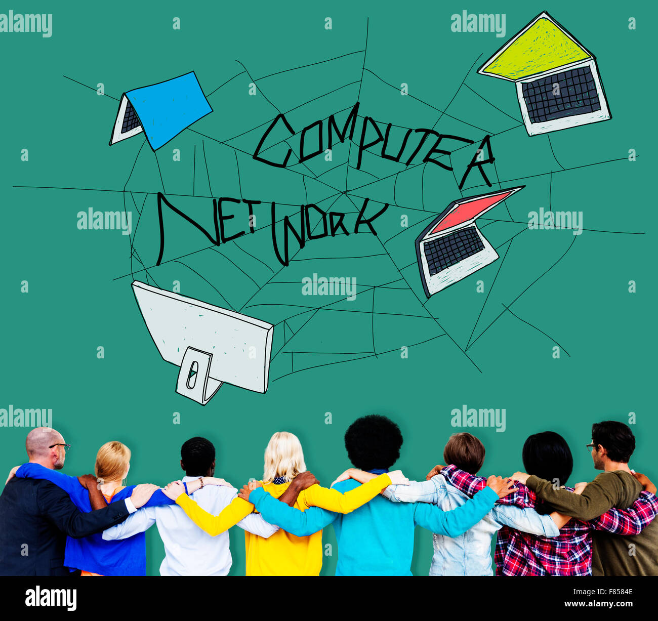 Computer Network Web Sketch Connection Concept Stock Photo - Alamy