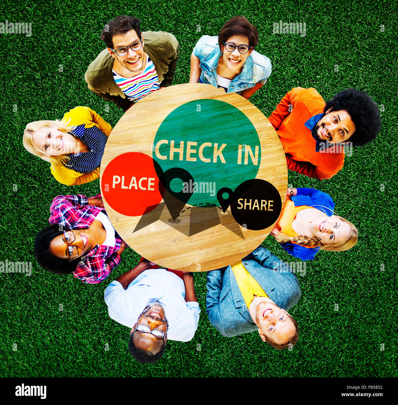 Check in Direction Navigation Share Application Concept Stock Photo - Alamy