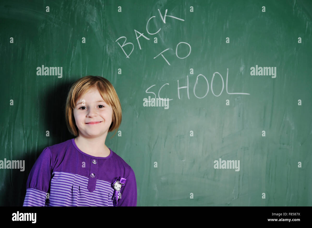 happy young school girl portrait on math class Stock Photo - Alamy