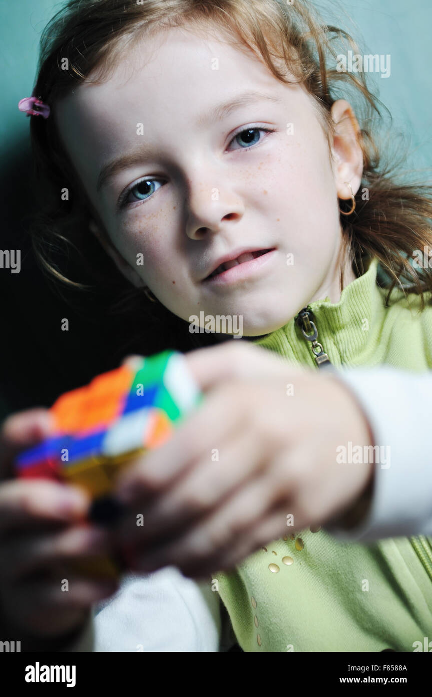 happy young school girl portrait on math class Stock Photo - Alamy