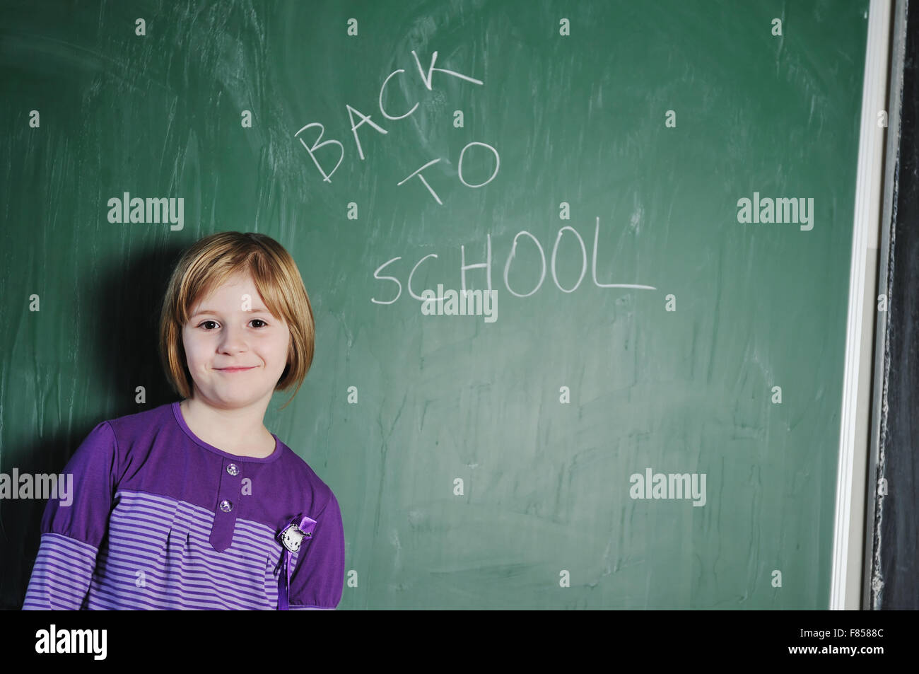 happy young school girl portrait on math class Stock Photo - Alamy