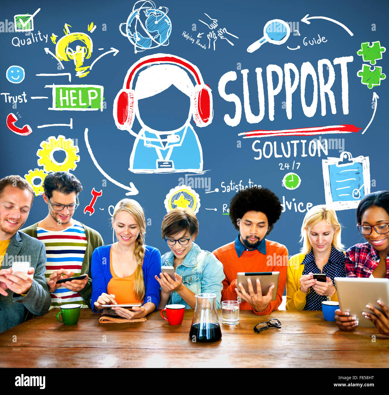 Support Solution Advice Help Quality Care Team Concept Stock Photo - Alamy
