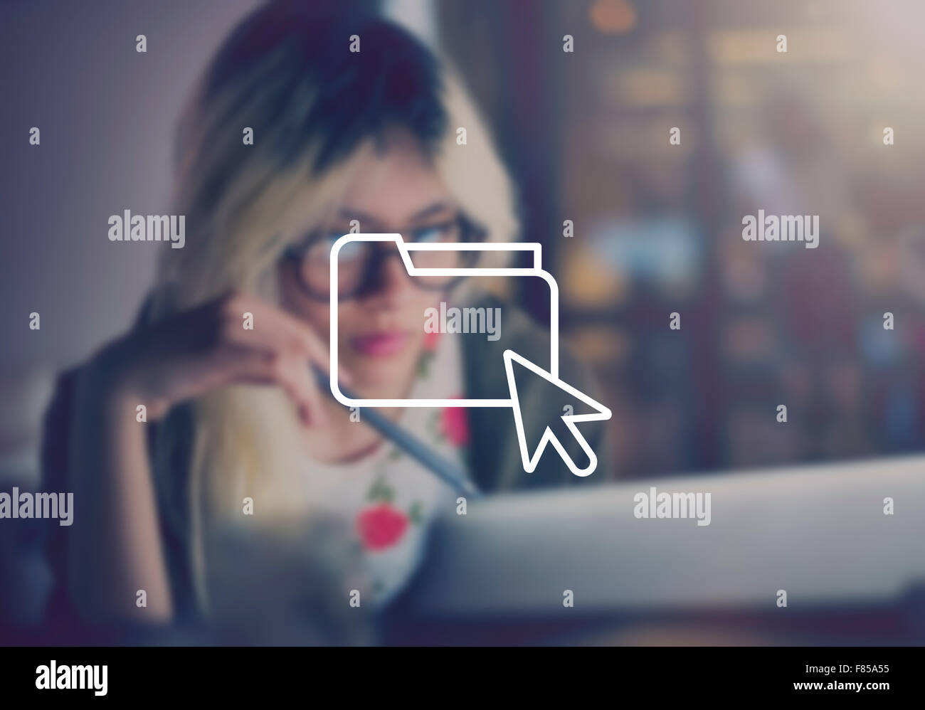 Cursor Pointing Click Folder Icon Concept Stock Photo - Alamy