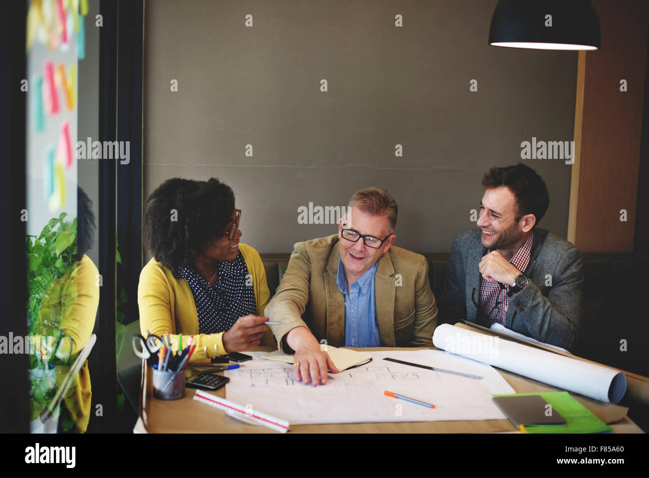 Group Architect Meeting Planning Blueprint Concept Stock Photo - Alamy