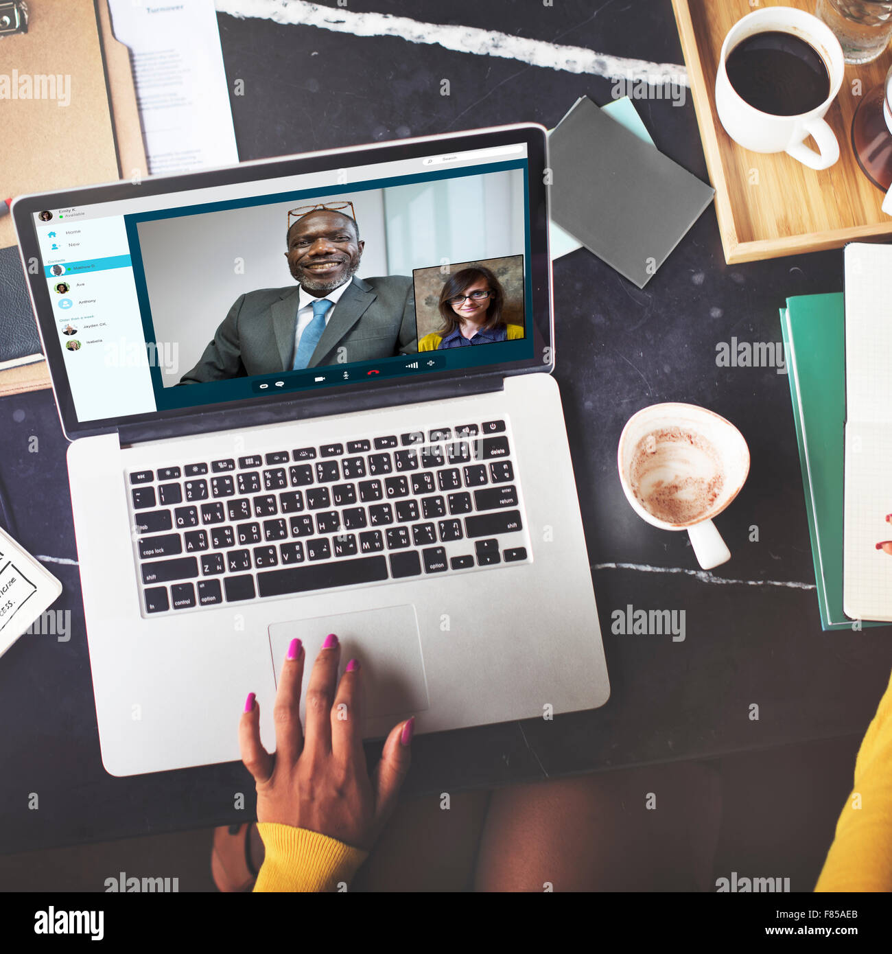 Video Call Conference Chatting Communication Concept Stock Photo - Alamy
