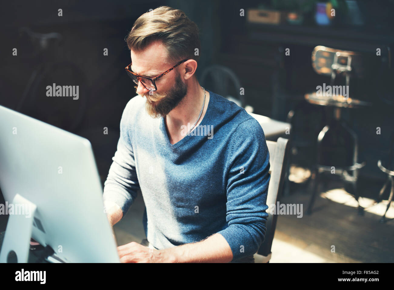 Man Working Determine Workspace Lifestyle Concept Stock Photo - Alamy