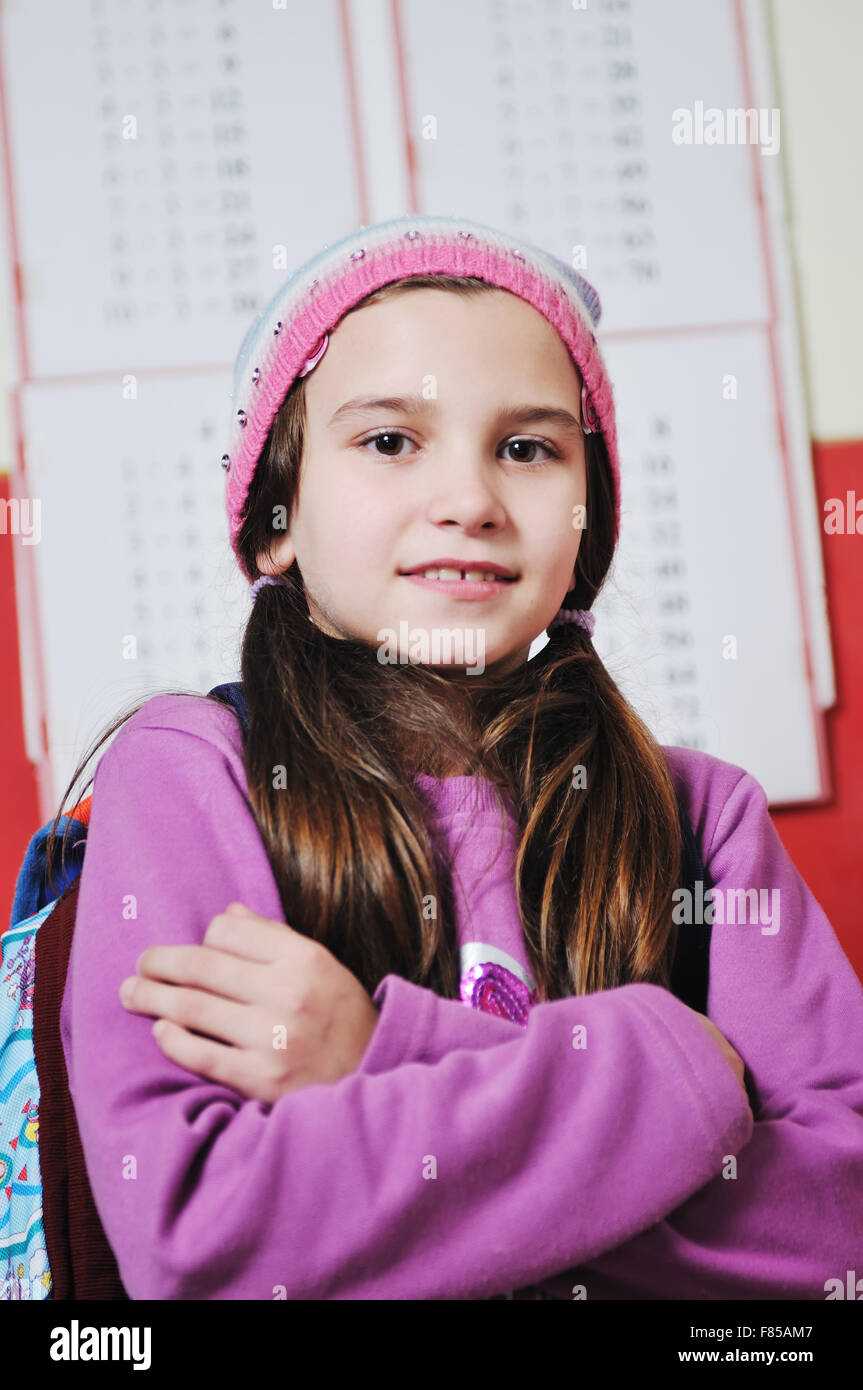 happy young school girl portrait on math class Stock Photo - Alamy