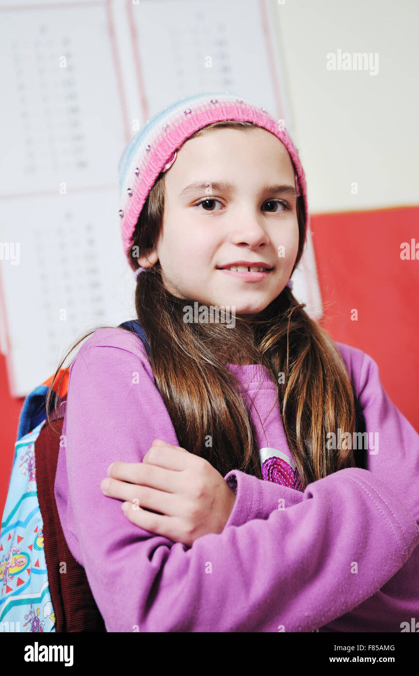 happy young school girl portrait on math class Stock Photo - Alamy