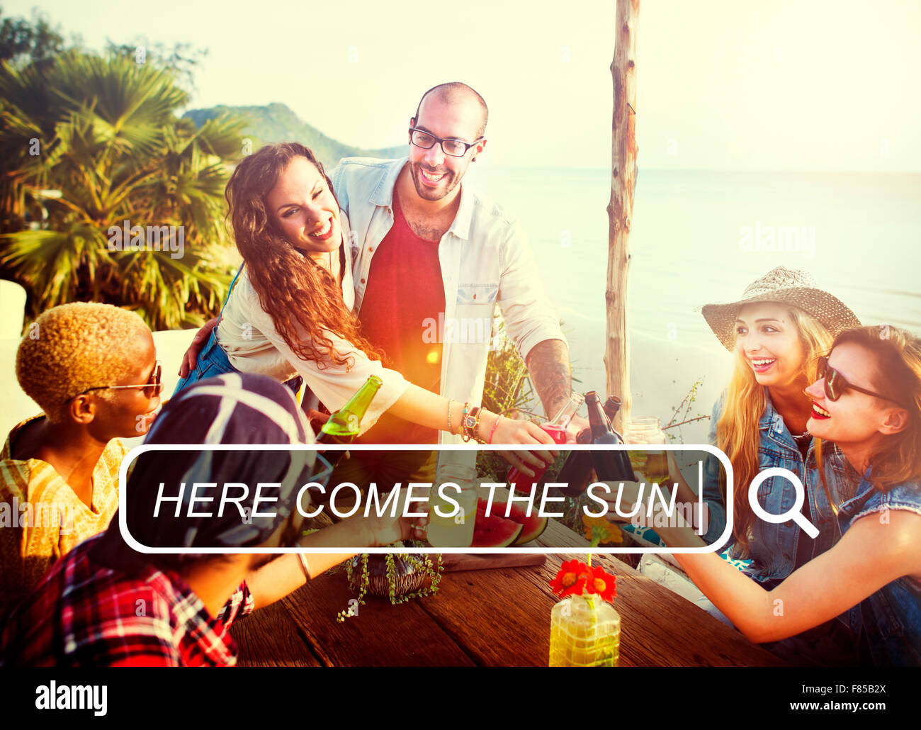 Here Comes The Sun Freedom Happiness Join Concept Stock Photo - Alamy