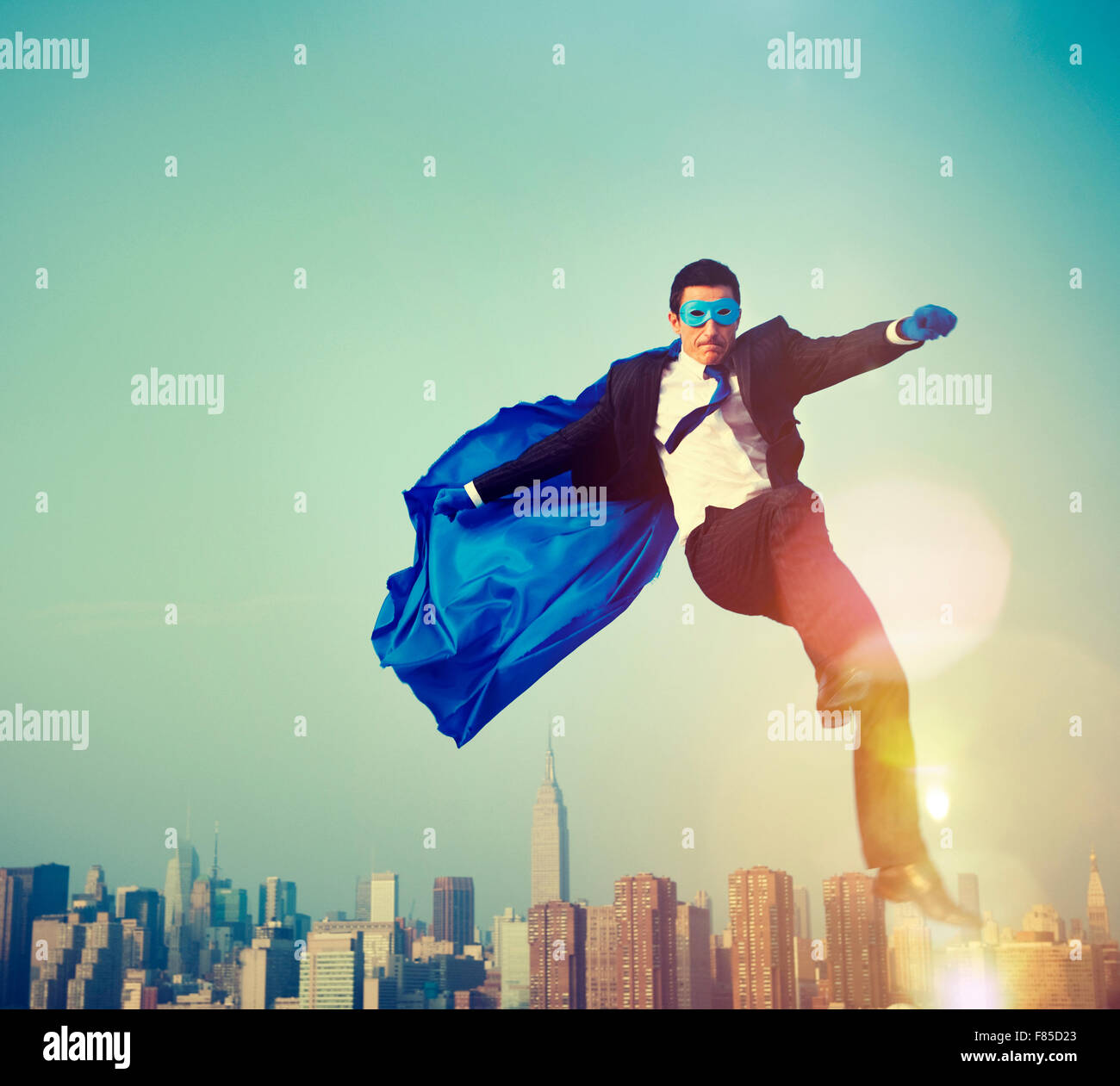 Superhero Businessman Cityscape Leadership Concept Stock Photo - Alamy