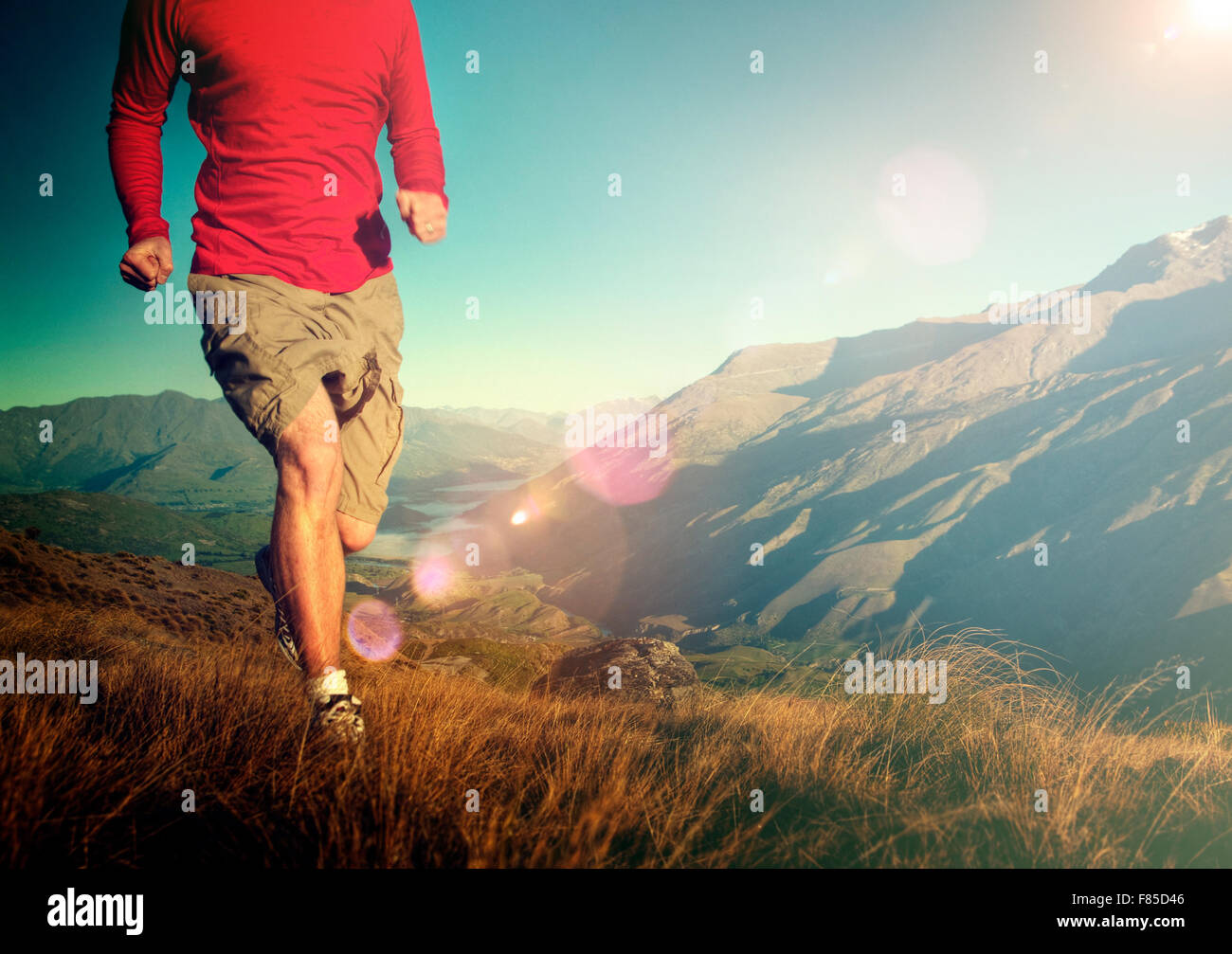 Man Jogging Mountains Exercise Healthy Concept Stock Photo - Alamy