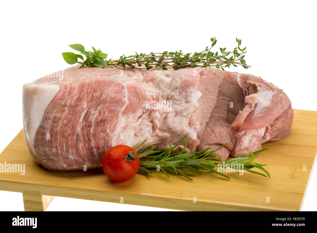 Raw pork meat with herbs Stock Photo - Alamy