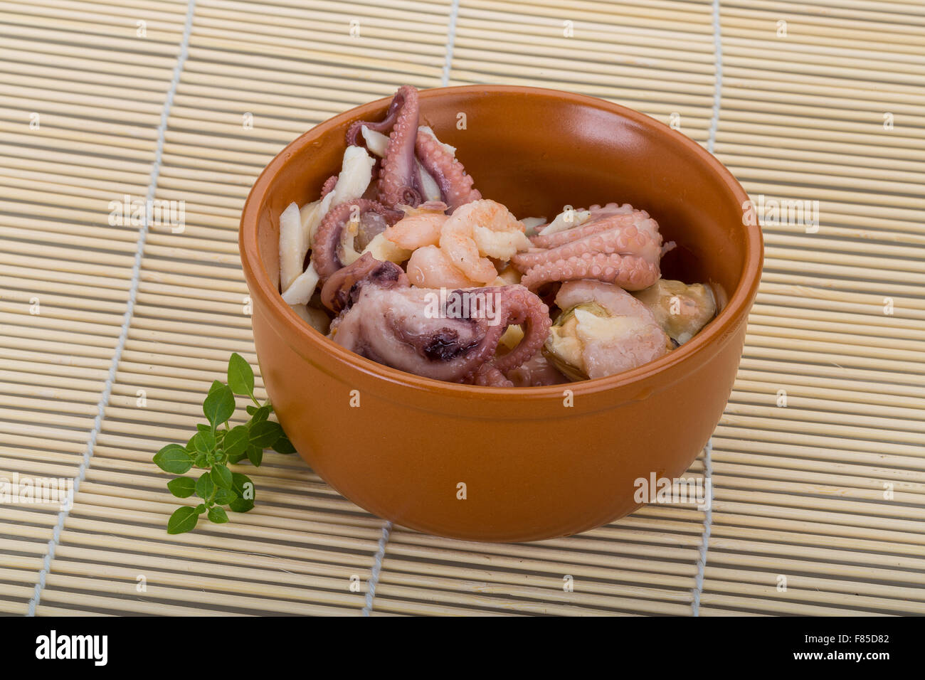 Seafood cocktail with octopus, shrimp, calamari and mussel Stock Photo ...