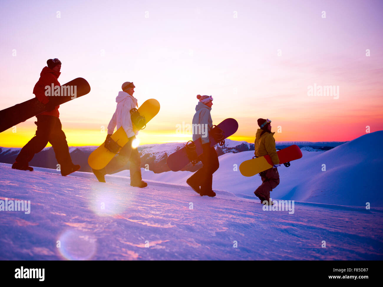 People on their way to snow boarding Concept Stock Photo - Alamy