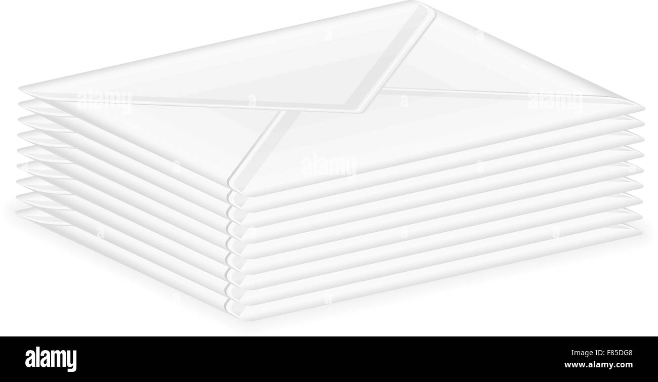 Stack of blank envelopes on a white background. Vector illustration ...