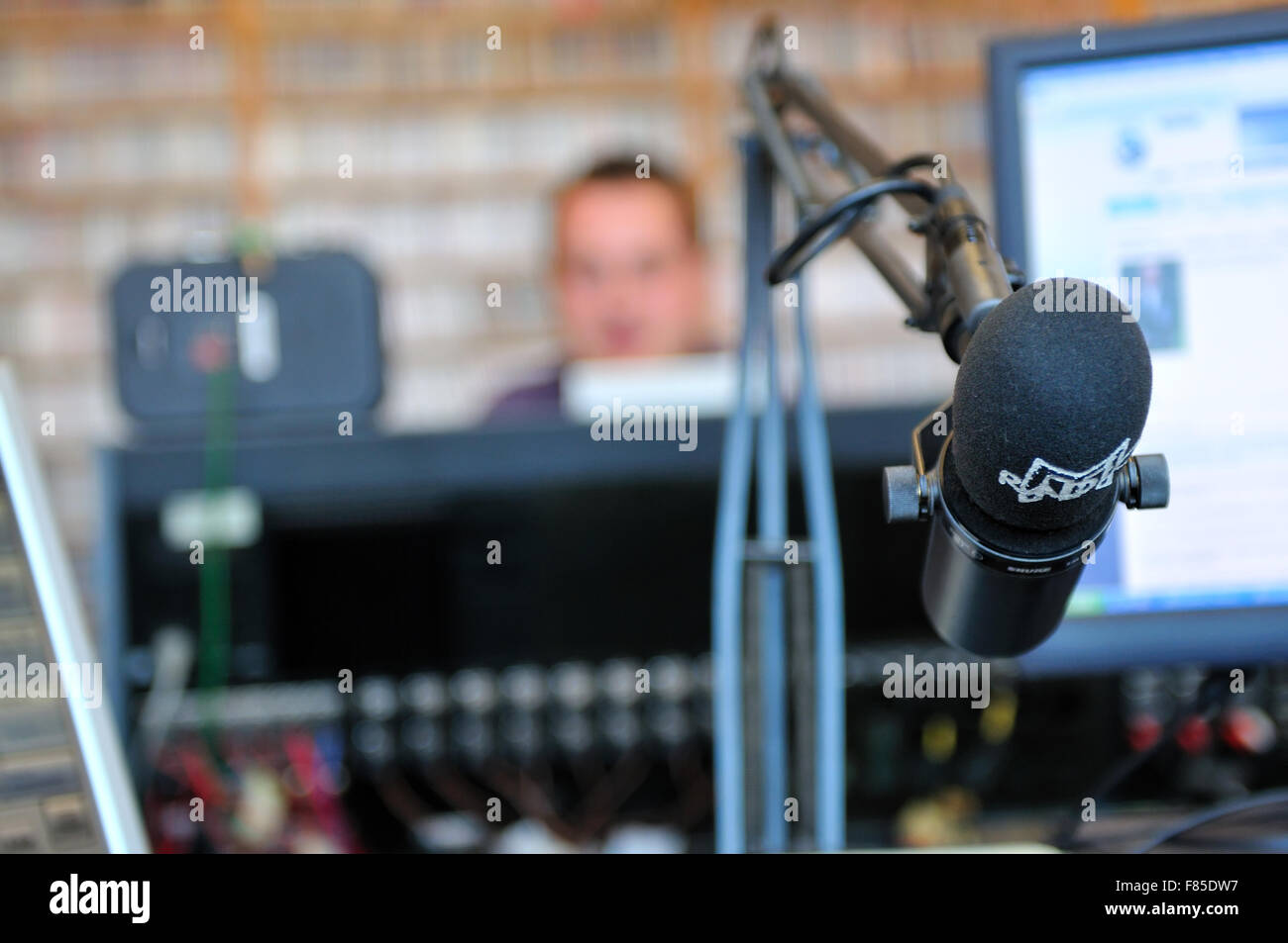 radio station indoor and microphone Stock Photo - Alamy