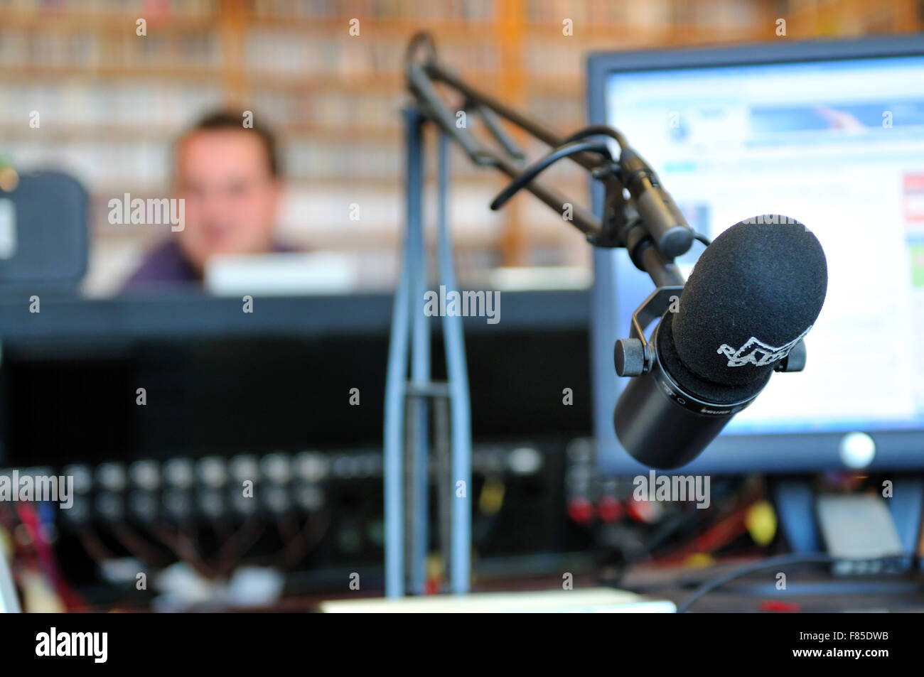 radio station indoor and microphone Stock Photo - Alamy