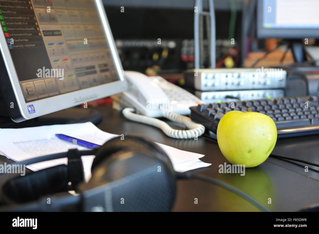 radio station indoor and microphone Stock Photo - Alamy