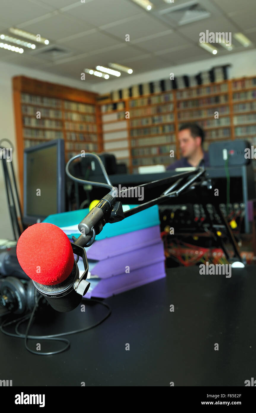 radio station indoor and microphone Stock Photo - Alamy
