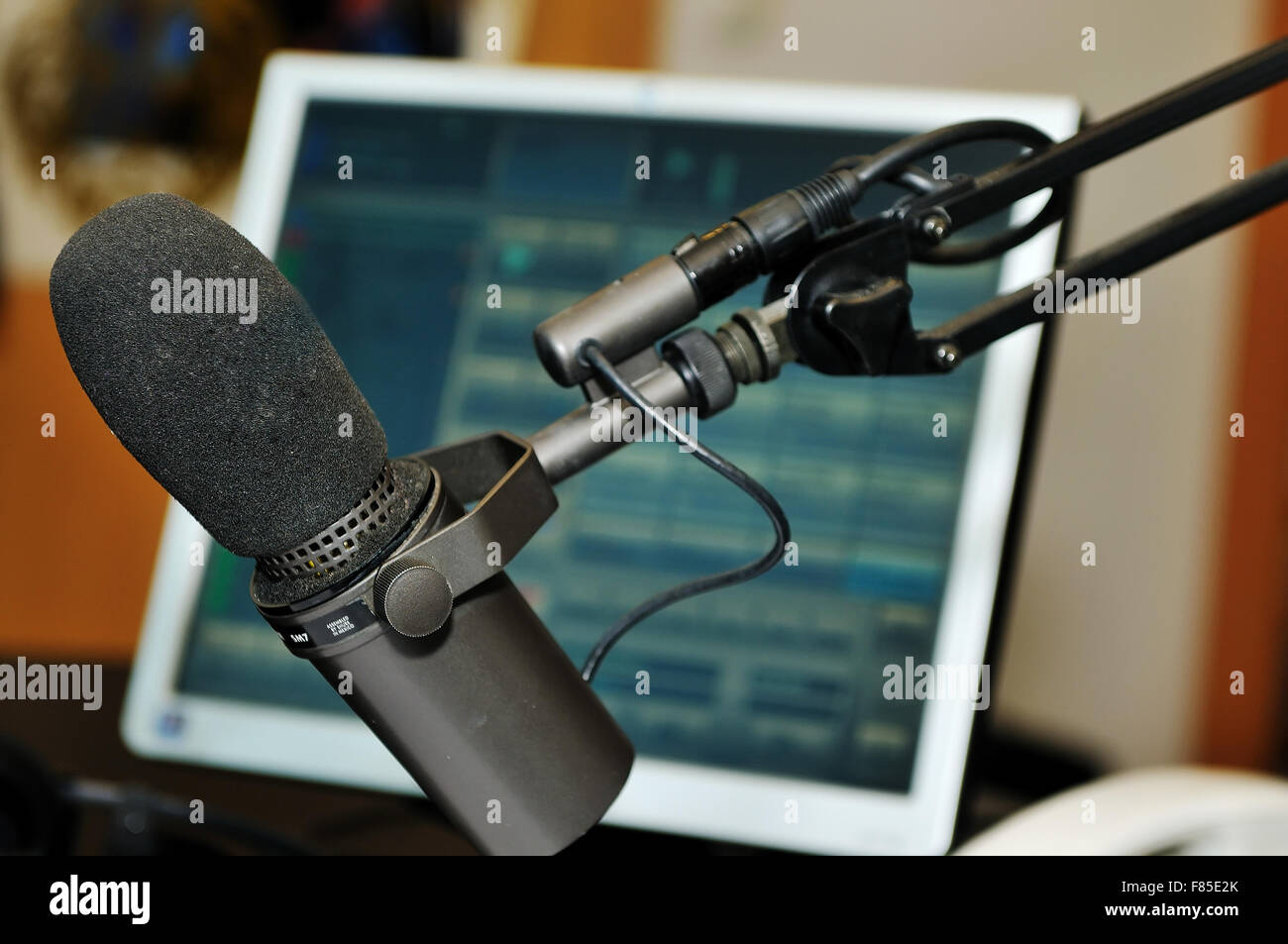 radio station indoor and microphone Stock Photo - Alamy