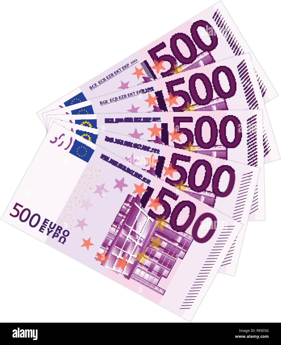 Five hundred banknotes on a white background. Vector illustration Stock ...