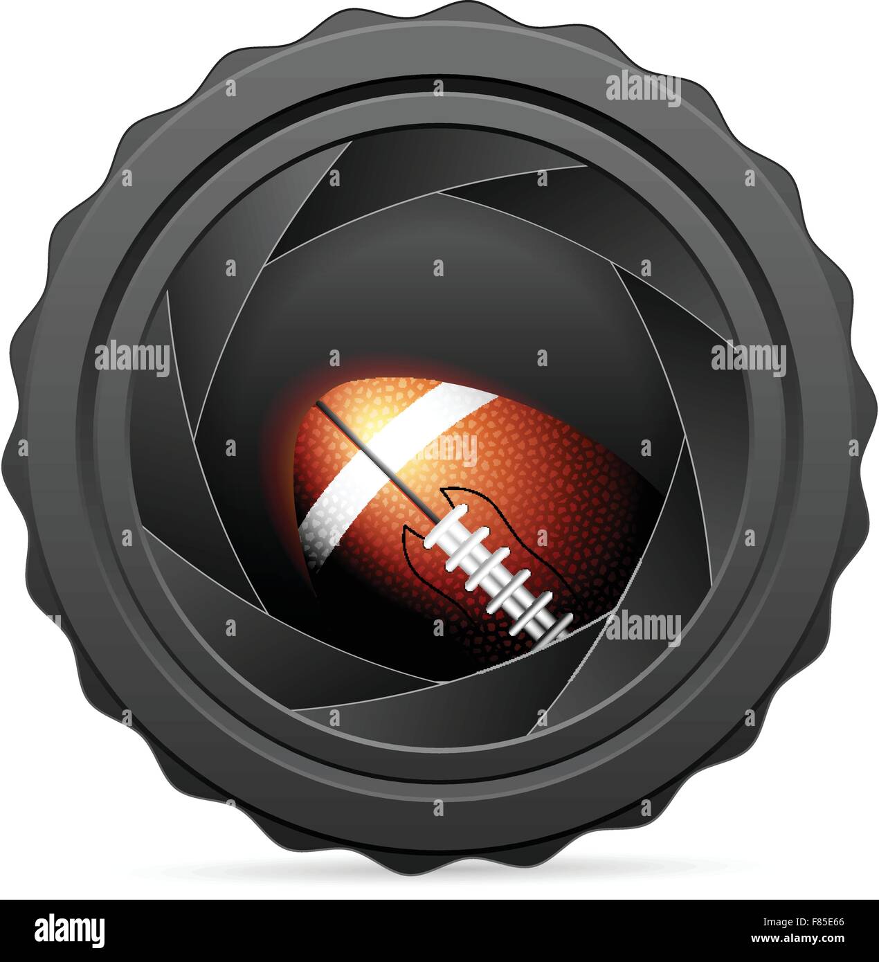 Camera shutter with football ball on white background. Vector ...