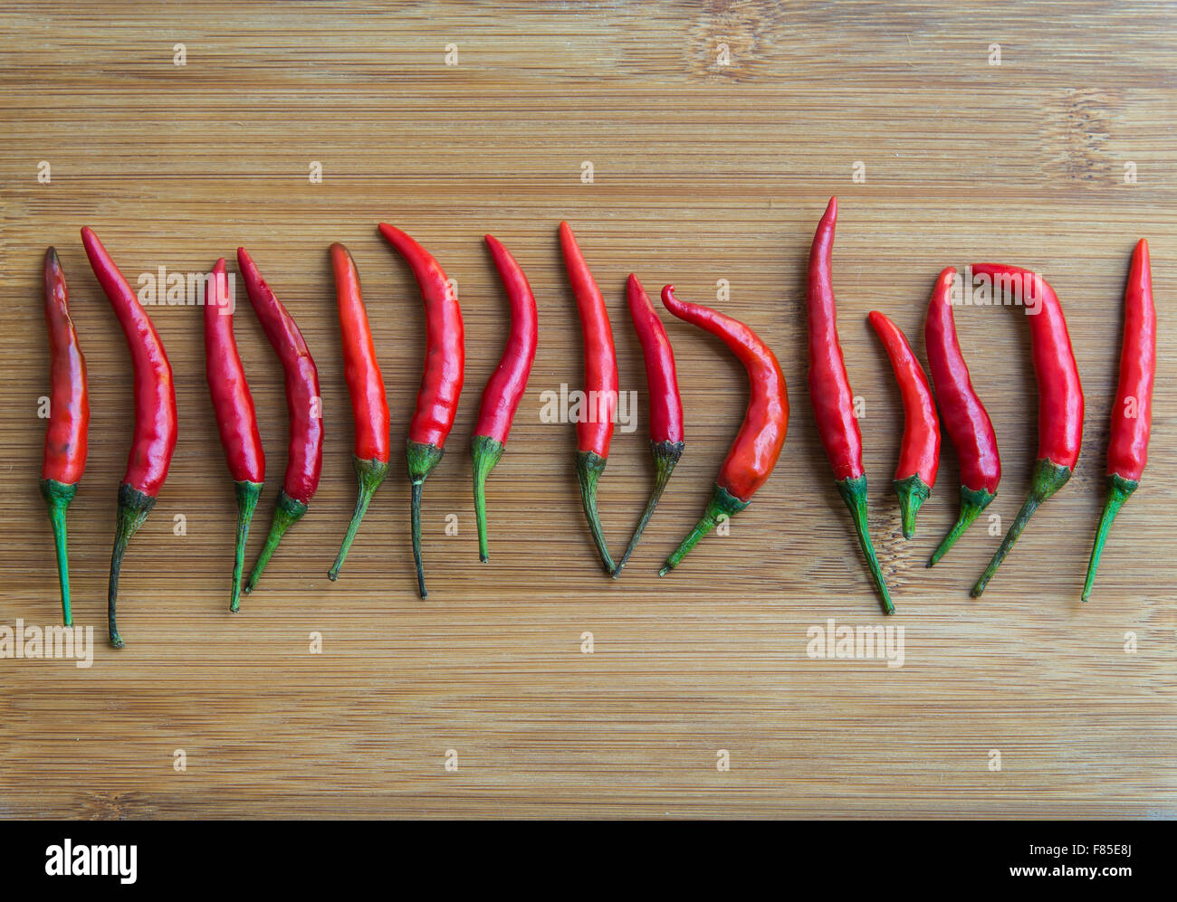 Red chilli pepper on chopping block Stock Photo - Alamy